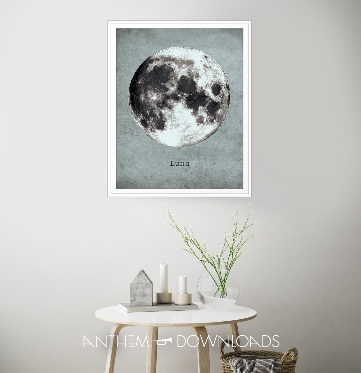 Full Moon Art Print Blue Moon Poster La Luna Moon Print - Etsy