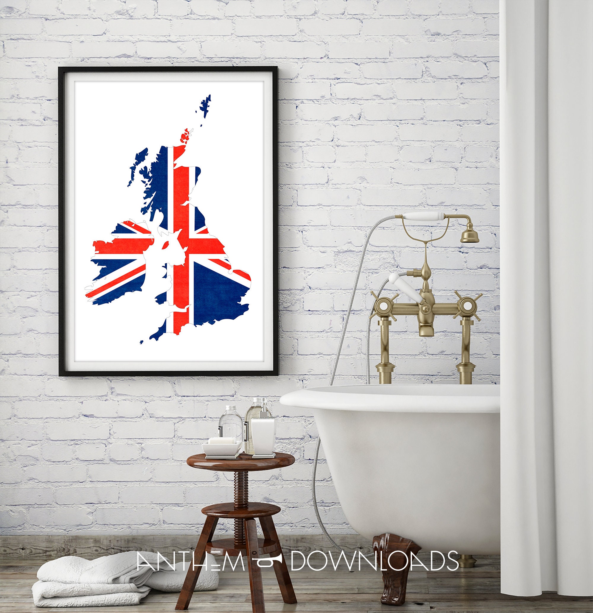 United Kingdom Art Print UK Map Travel Poster Country Outline Family ...