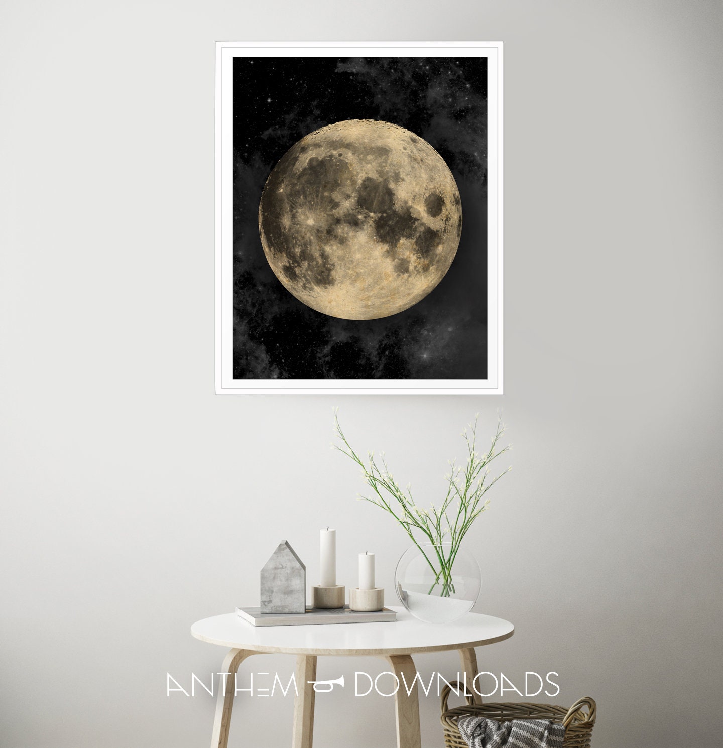 Printable Full Moon Art Print - Lunar Decor - Giant Full Moon Poster ...
