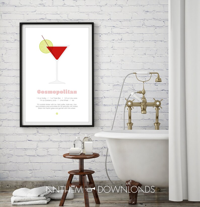 Cosmopolitan Print Printable Cosmo Cocktail Poster Food and Drink Art ...