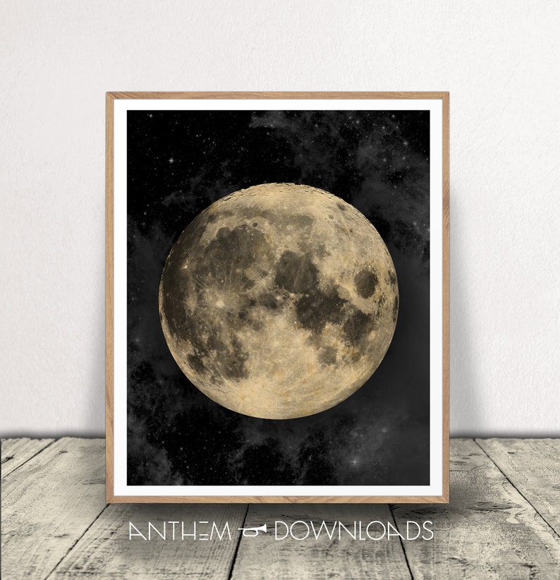 Printable Full Moon Art Print - Lunar Decor - Giant Full Moon Poster ...
