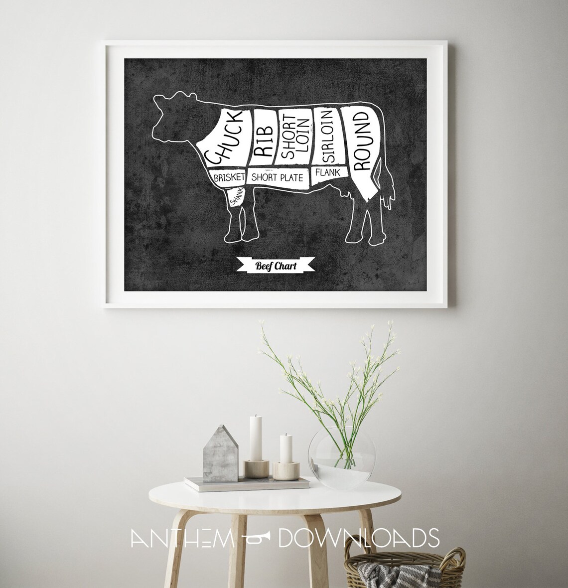 PRINTABLE Beef Chart Meat Cuts Poster Cooking Print - Etsy