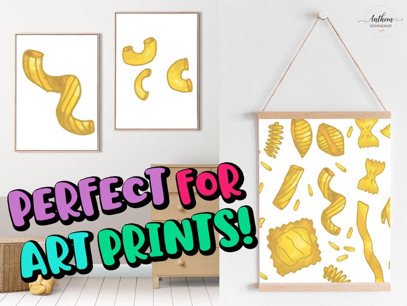 Pasta Clipart Printable Food Art Noodle Graphics Macaroni / Fettuccine ...