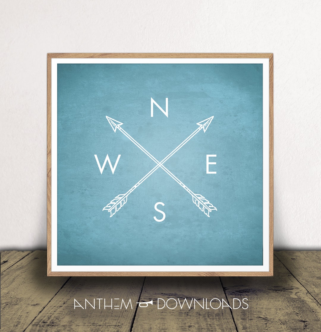 Compass Arrows Print - Farmhouse Decor - NSEW - Modern Art - Compass ...