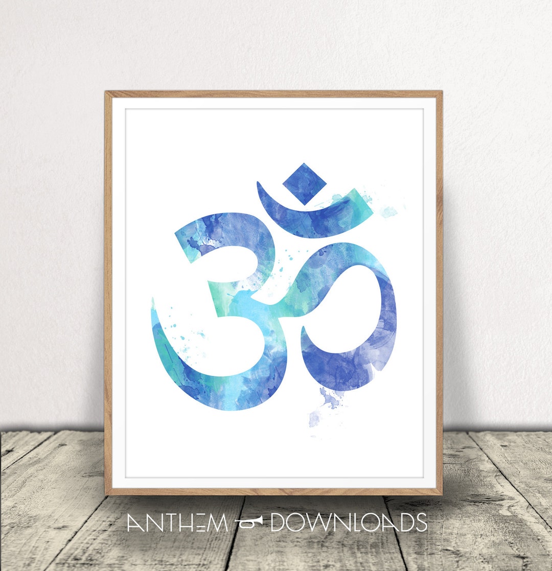 Om Symbol Print, Printable Hindu Wall Art, Watercolor Aum Poster, Yoga ...