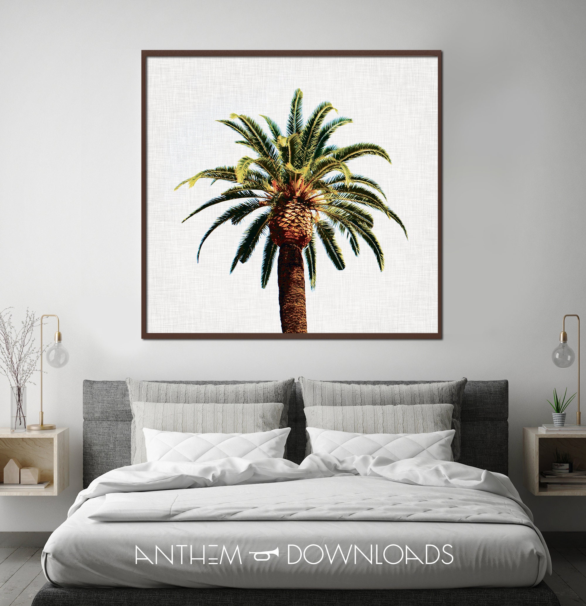 Square Palm Tree Art Print Tropical Wall Art Coastal Decor Beach House ...