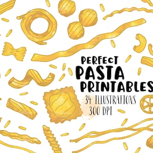 Pasta Clipart - Printable Food Art - Noodle Graphics - Macaroni ...