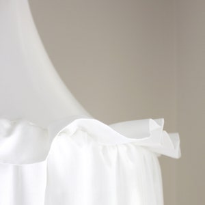 White Bed Hanging Canopy With Frills, Premium Cotton Ruffle Crib ...