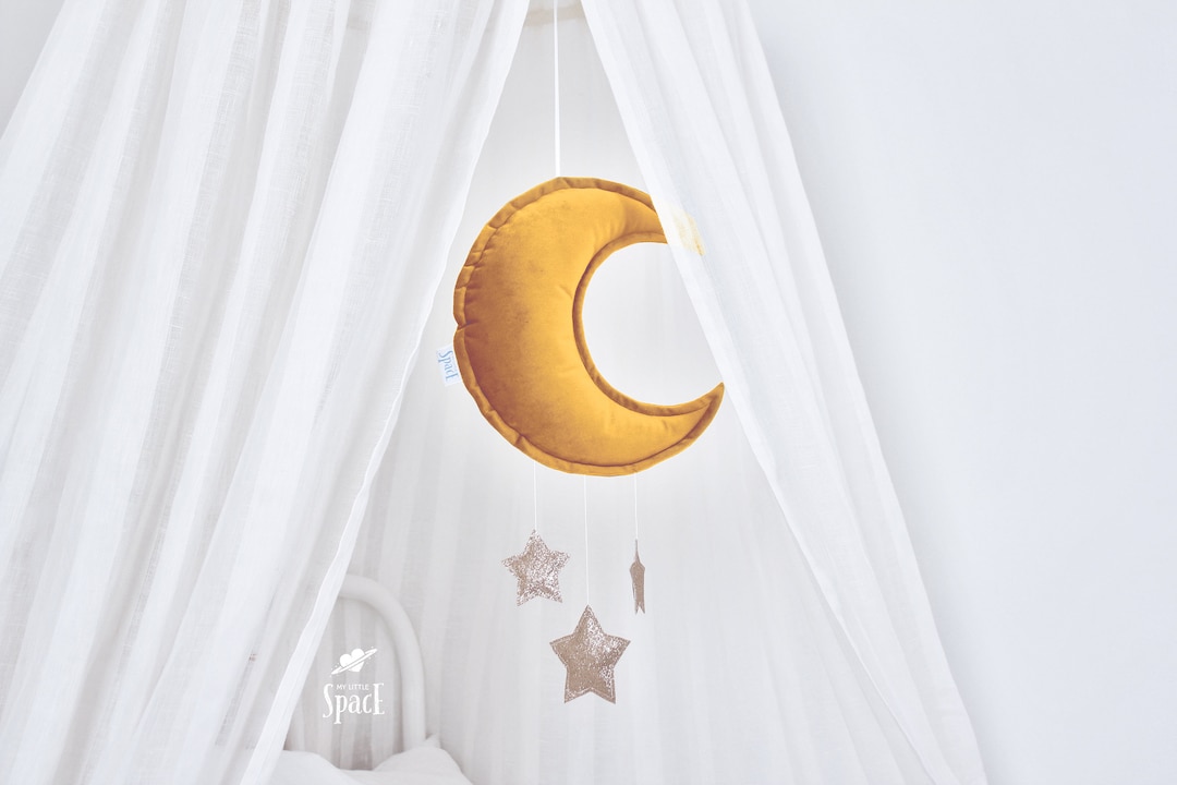 Mustard Crescent Moon Mobile / Wall Hanging Decor / Moon Baby - Etsy