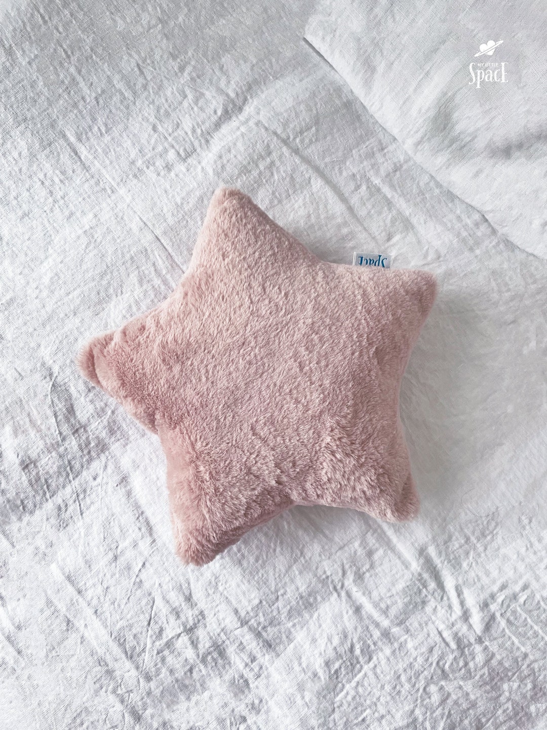 Powder Pink Faux Fur Star Cushion, Fluffy Star Shaped Decorative Pillow ...