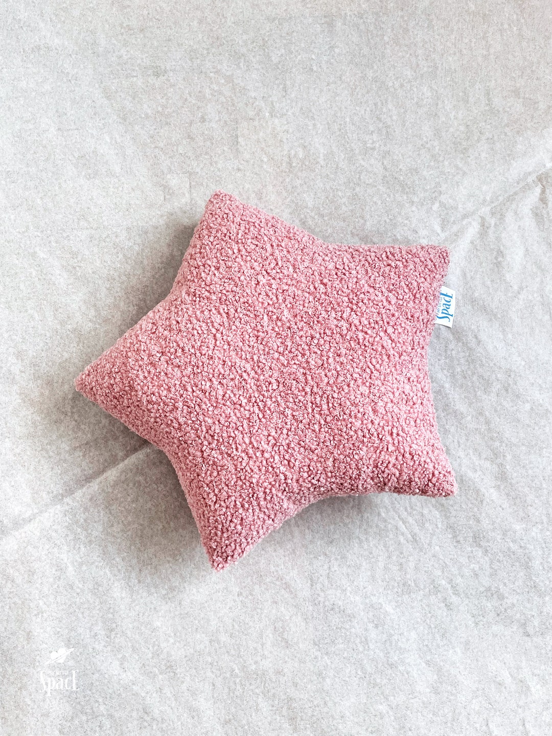 Dusty Pink Boucle Star Cushion, Soft Teddy Star Shaped Decorative ...