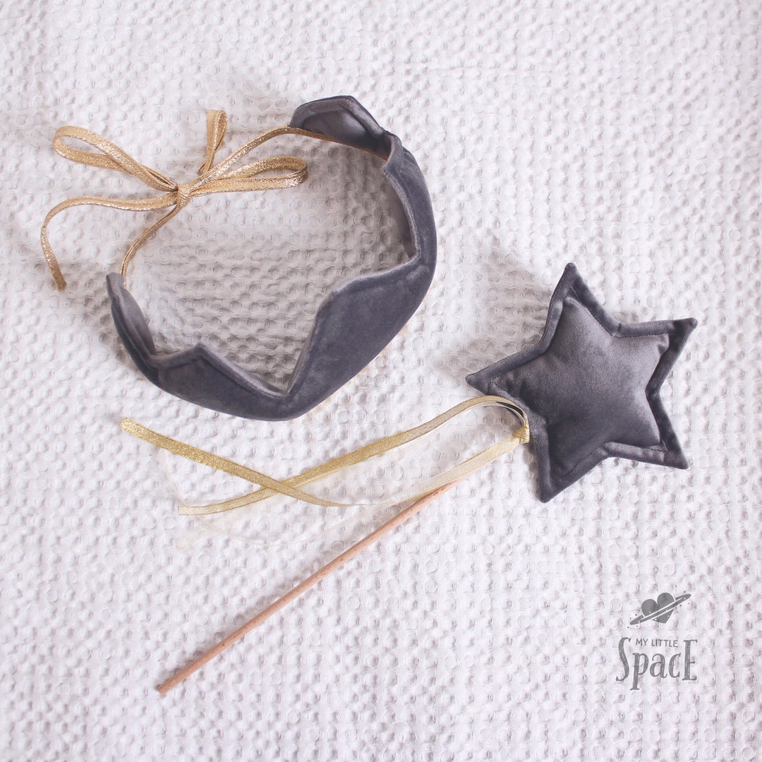 Velvet Crown + Magic Wand SET, Magical Fabric Fairy Star Wand, Kids ...