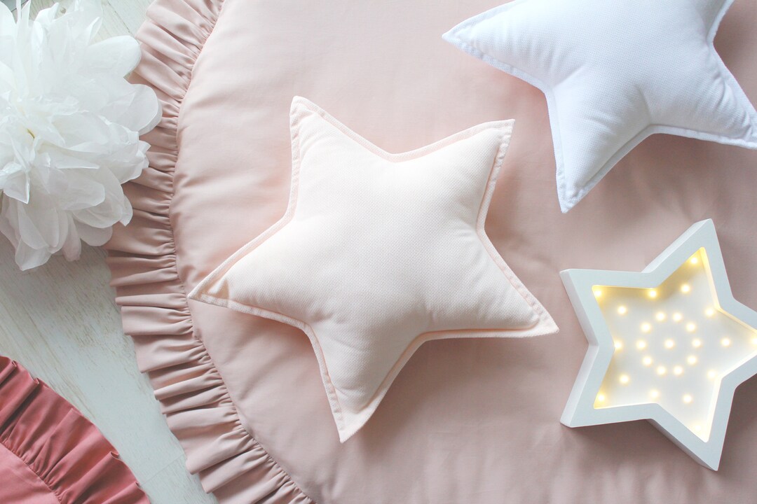 Powder Pink Cotton Round Play Mat With Frills, Padded Playing Rug With ...