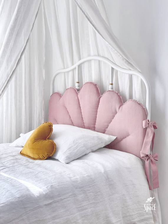 Pink Linen Headboard Cushion With Ties Blush Padded Pillow Ikea SAGSTUA Bed Frame Headboard Powder Pink Pillow Dusty Rose Headboard Etsy