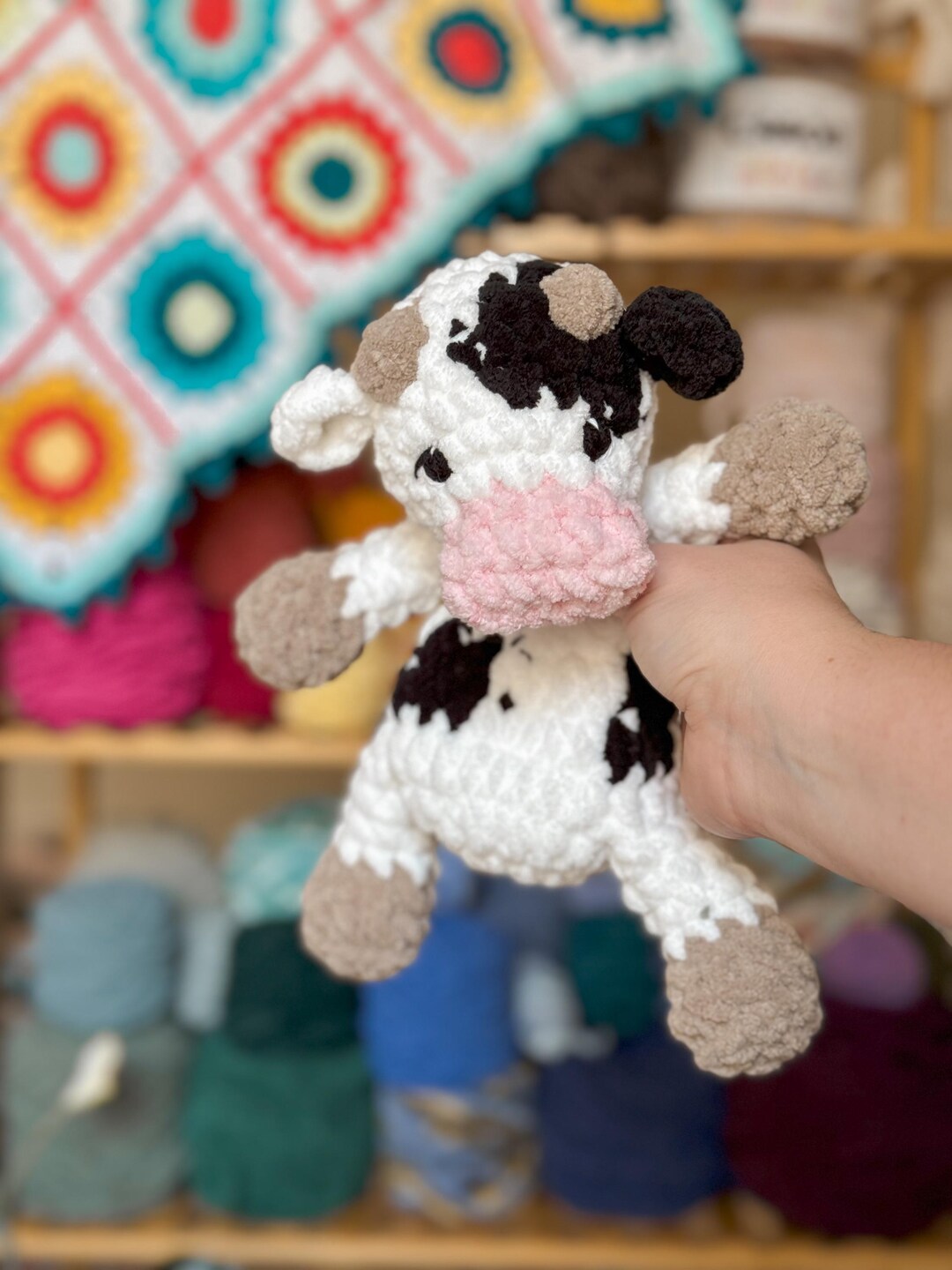 Crochet Mini Cow Lovey || Ready to Ship - Etsy