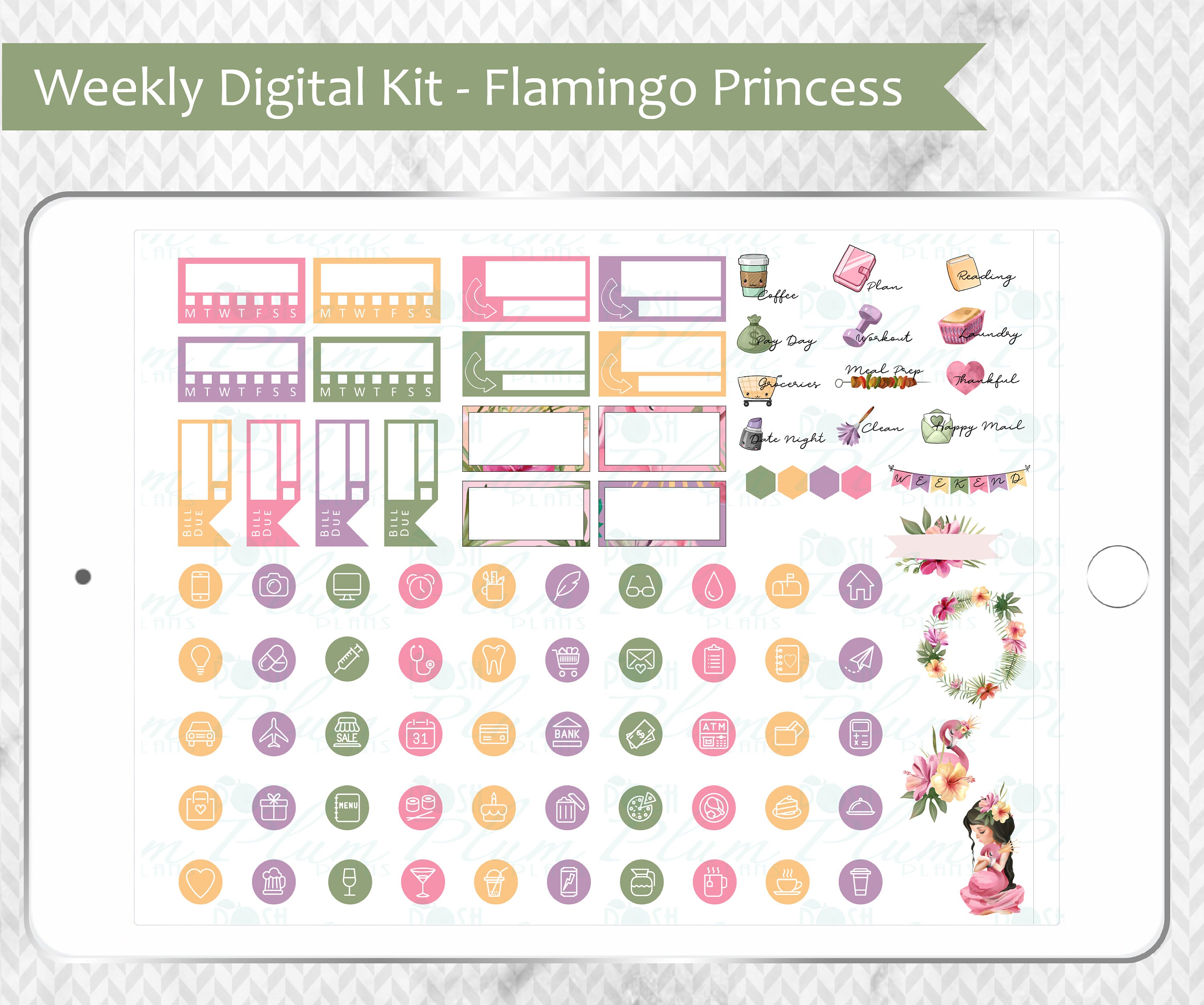 Weekly Digital Planner Sticker Kit Goodnotes 5 Flamingo - Etsy