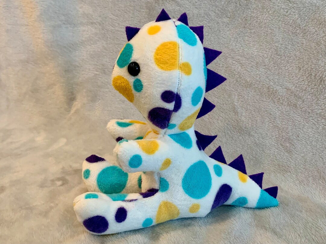 Minky Dinosaur Plush - Super Soft Polka Dot Dino Stuffed Animal - Cute ...
