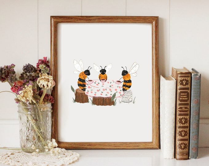 Bee Tea Time Printable Art - Etsy