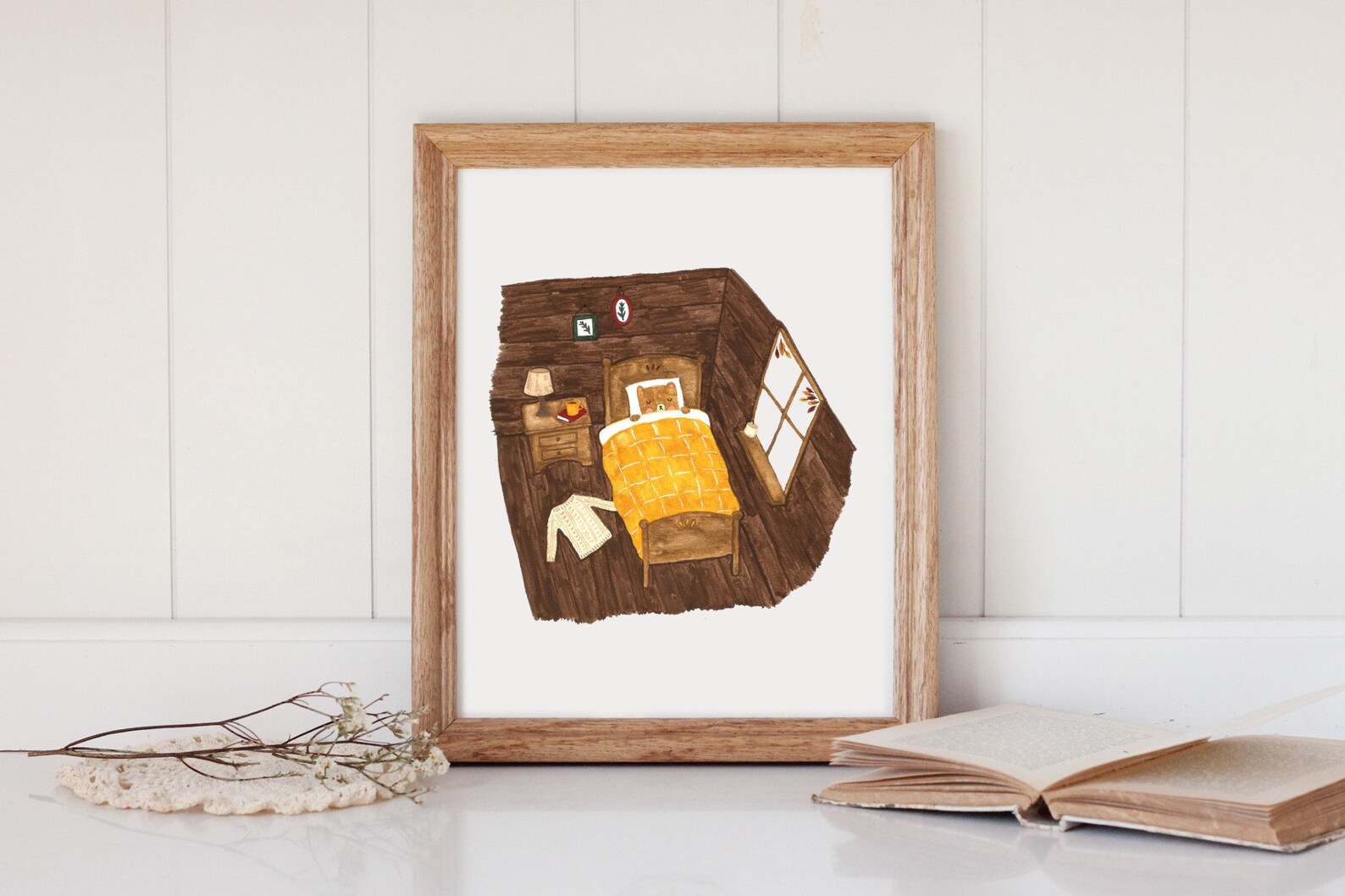 Bear Sleeping on an Autumn Morning Printable Art - Etsy