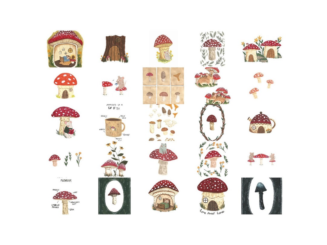 Mushroom Art - 25 Printable Files - Etsy