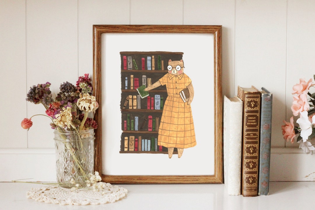 A Li-bear-ian - Printable Art - Etsy