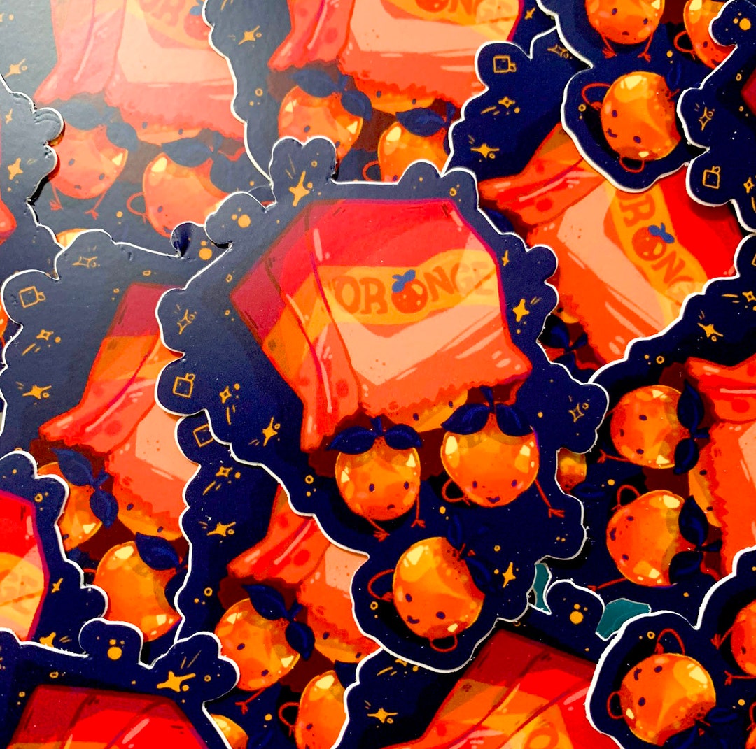 Orange Stickers | Vinyl Stickers | Laptop Sticker | Kawaii Stationery ...