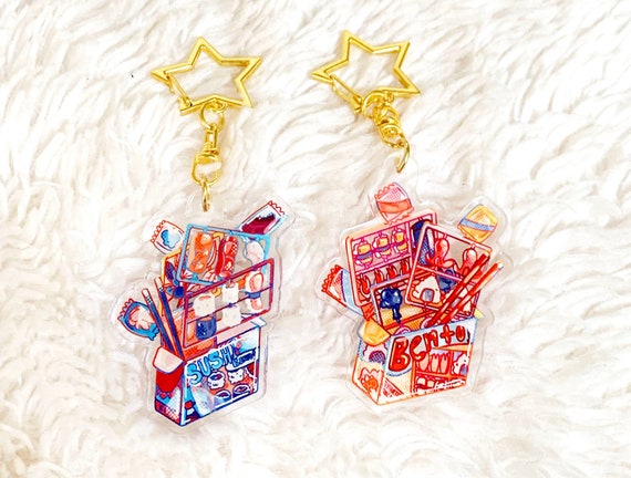Bento Box Acrylic Keychain aesthetic Stickersvinyl - Etsy