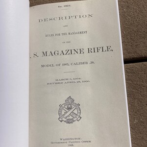 U.S. Army Magazine Rifle Model 1903 Caliber 30 Springfield M1903 Book ...