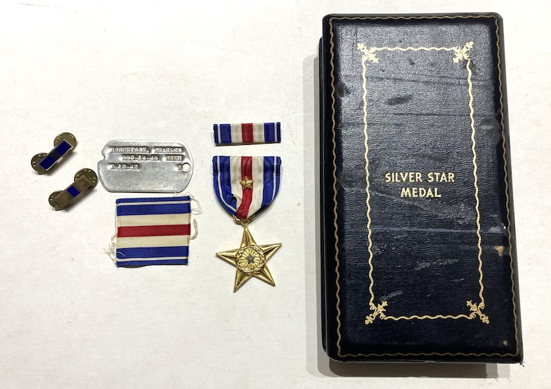 WW2 US Government Issued Army Silver Star Medal W/ Lapel Pin + Ribbon ...