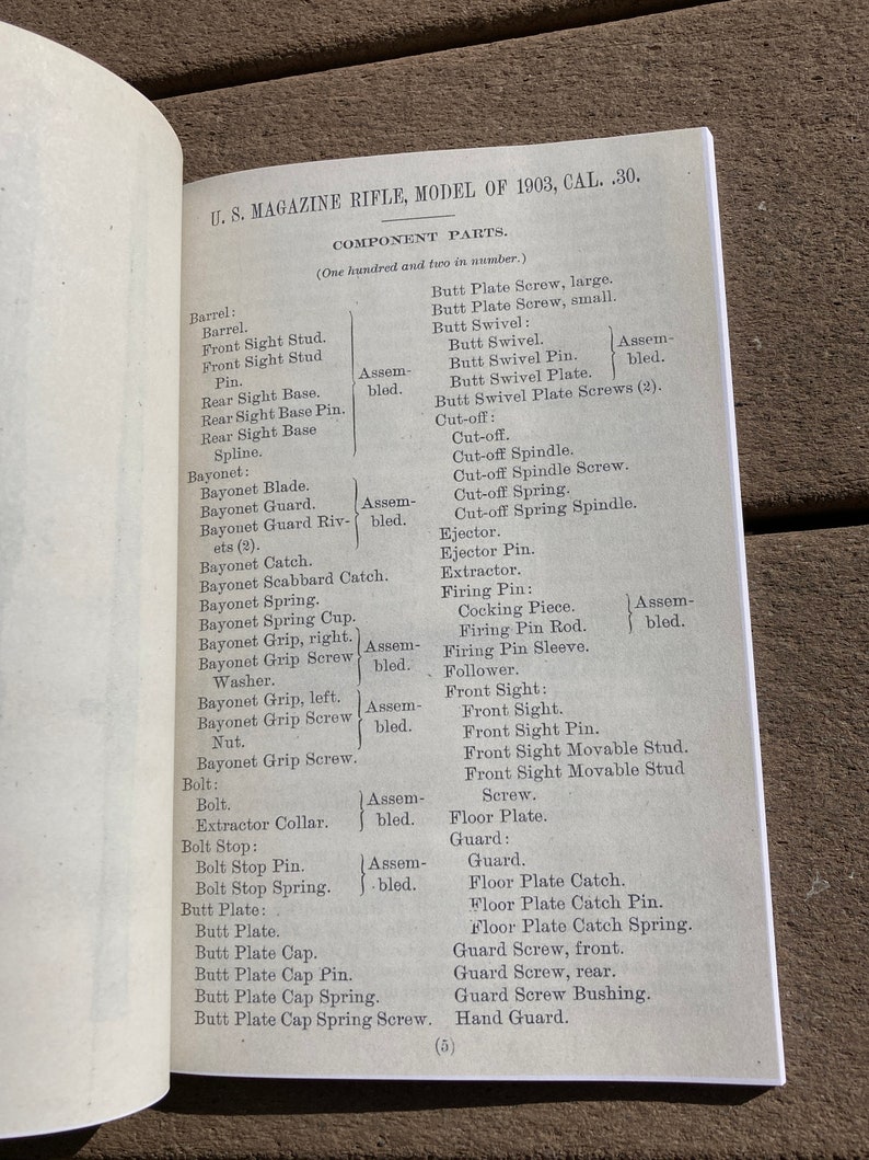 U.S. Army Magazine Rifle Model 1903 Caliber 30 Springfield M1903 Book ...