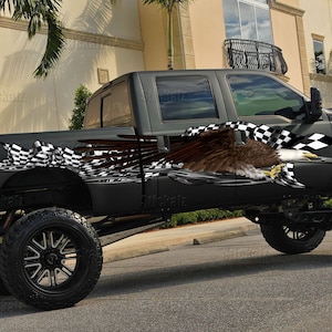 3D Bold Eagle Car Wrap, Checkered Vinyl, Racing Graphics Vinyl, Car ...