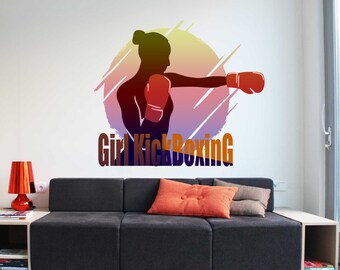 Boxing Girl Vinyl Wall Decal Boxer Gym Sports Woman Fighting - Etsy
