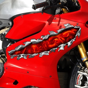 Red Dragon Motorcycle Stickers, Dirt Bike Wrap, Flames Dragons Ripped ...