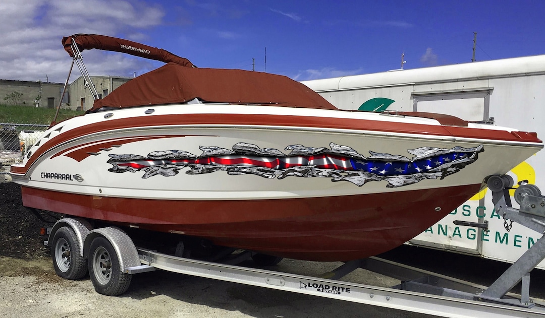 American Flag Boat Wrap, Flag Boat Design, US Flag Boat Vinyl, Big Flag ...
