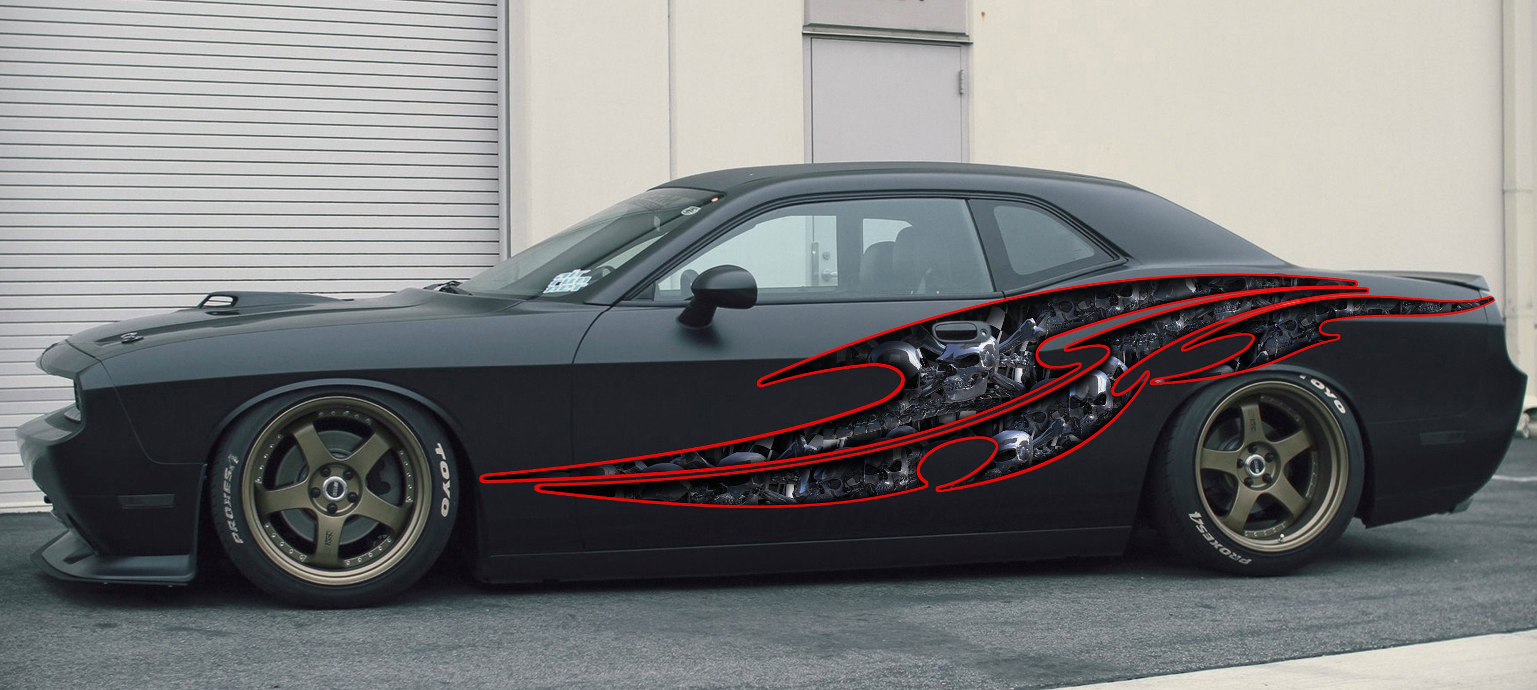 Skulls Bones Car Wrap, Pirate Skull Full Color Car Vinyl Design, Skulls ...