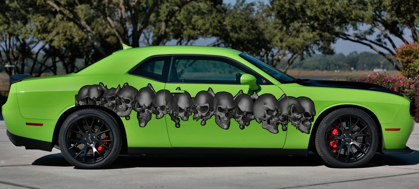 Skulls 3D Car Graphic, Ripped Metal Full Color Car Vinyl Design, Sculls ...