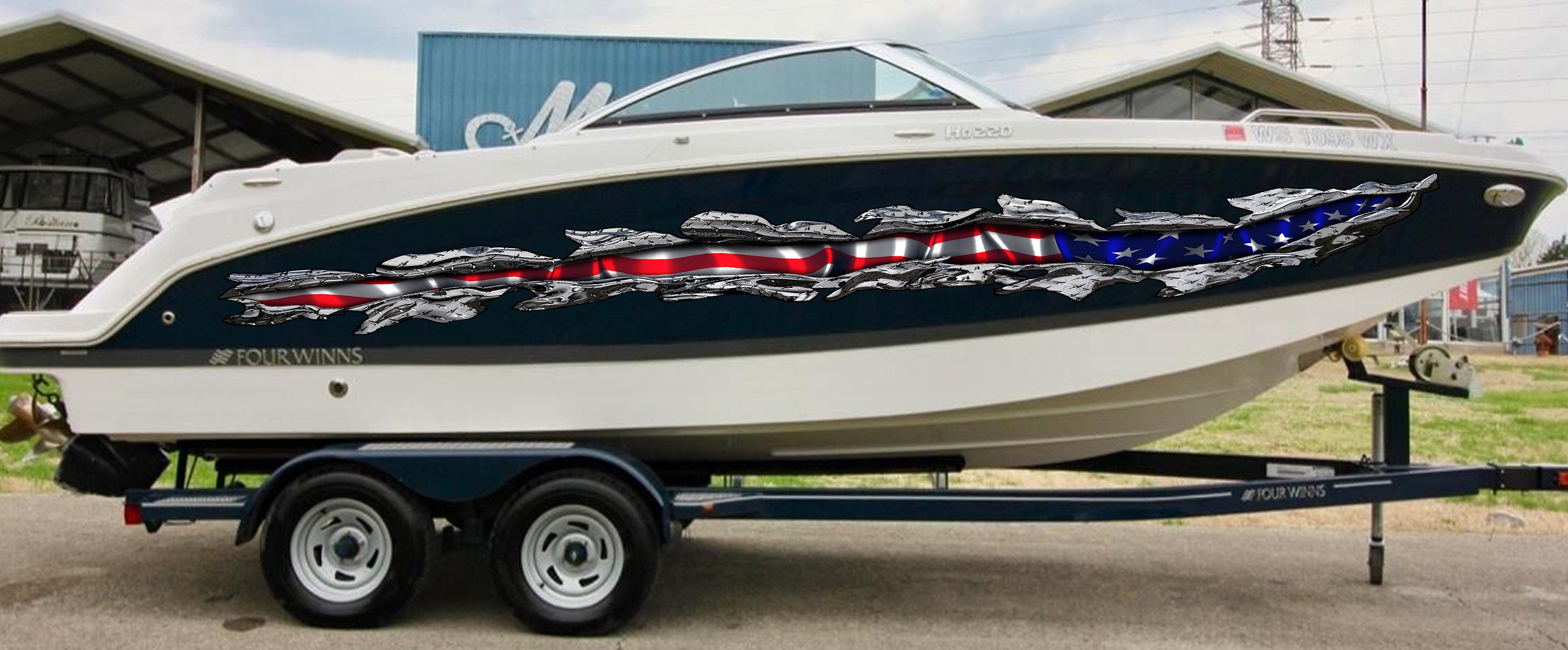 American Flag Boat Wrap, Flag Boat Design, US Flag Boat Vinyl, Big Flag ...