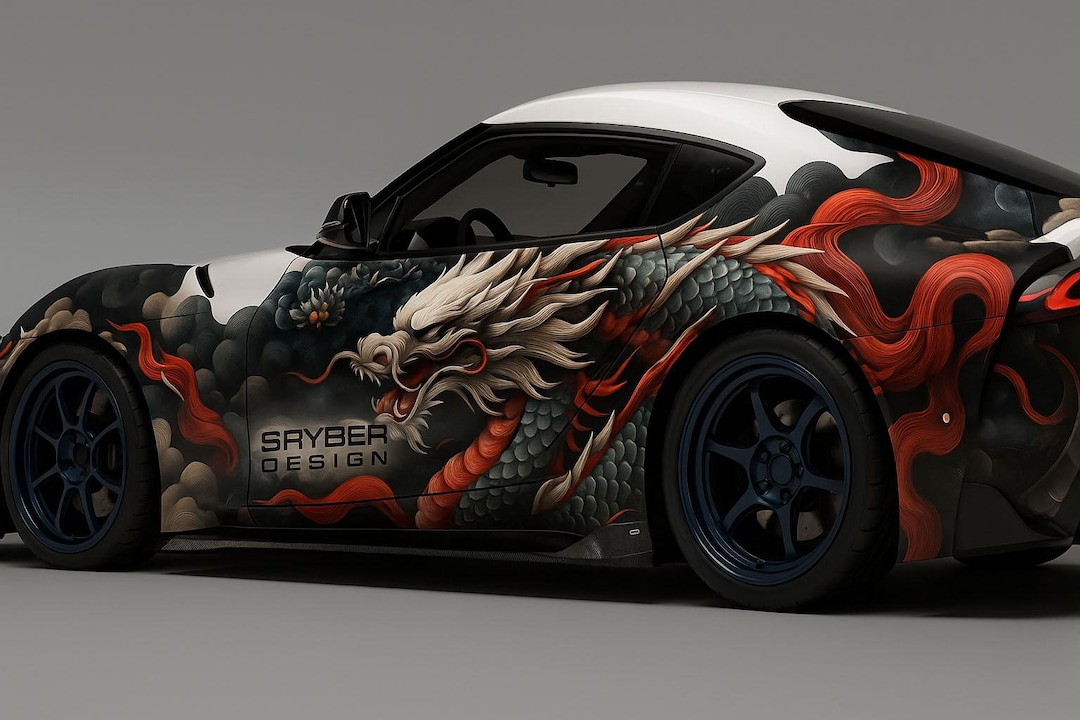 Dragon Car Wrap for Sports Cars – Custom Vinyl Vehicle Wrap Featuring ...
