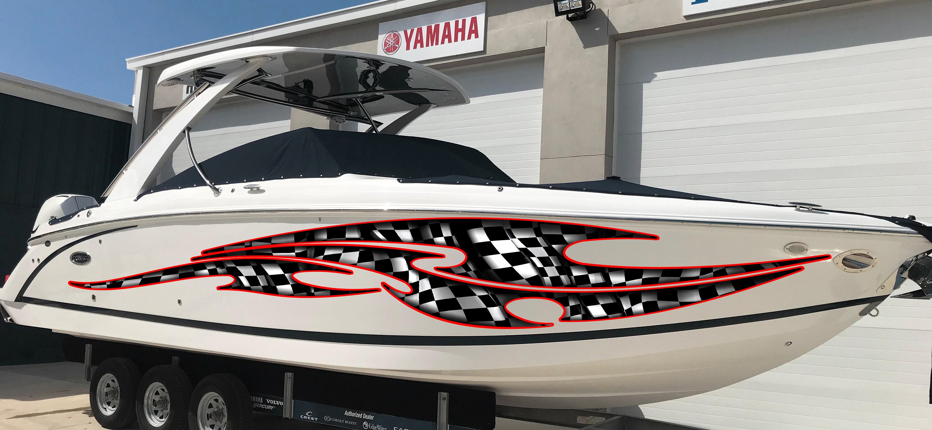 Racing Flag Boat Sticker Checkered Flag Boat Full Color Vinyl - Etsy