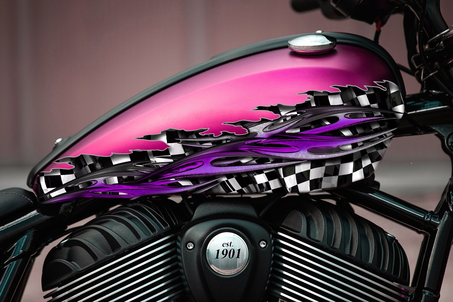 3D Checkered Flag Bike Vinyl, Racing Flag Motorcycle Stickers and ...