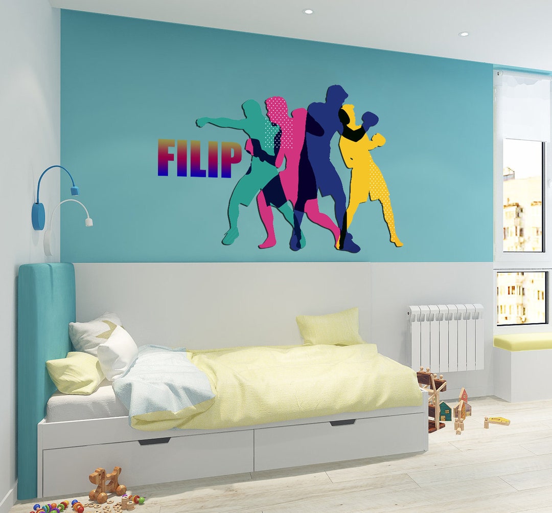Custom Boxer Wall Decal Personalized Sports Vinyl Sticker Boxing Gym ...