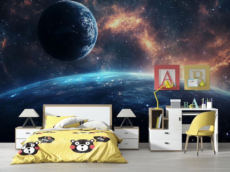 Galaxy Space Wallpaper 3D Wall Mural – Modern Cosmic Universe Wall ...
