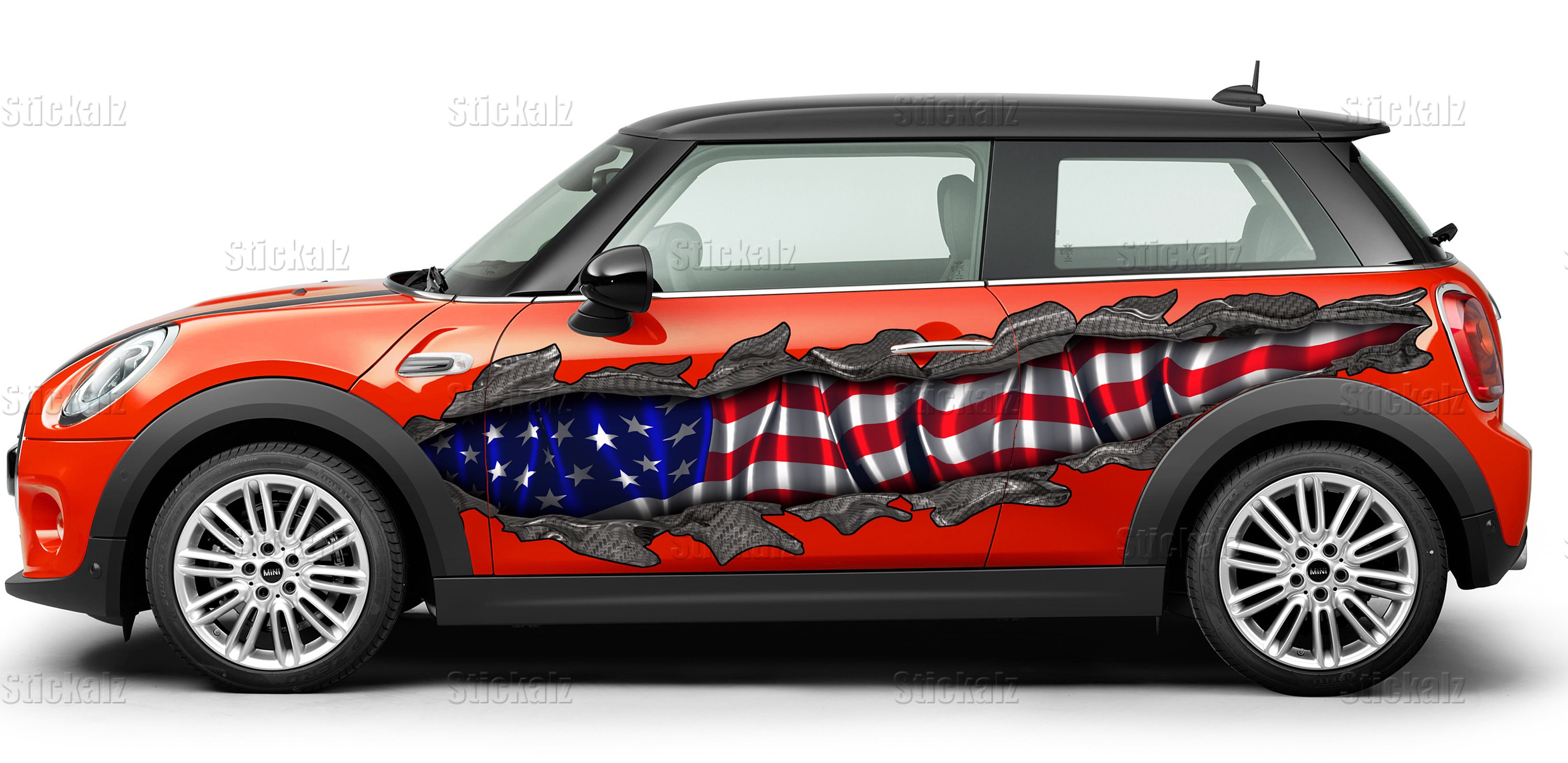 American Flag Decal Full Color Car Side Graphics Vinyl Sticker USA Flag ...