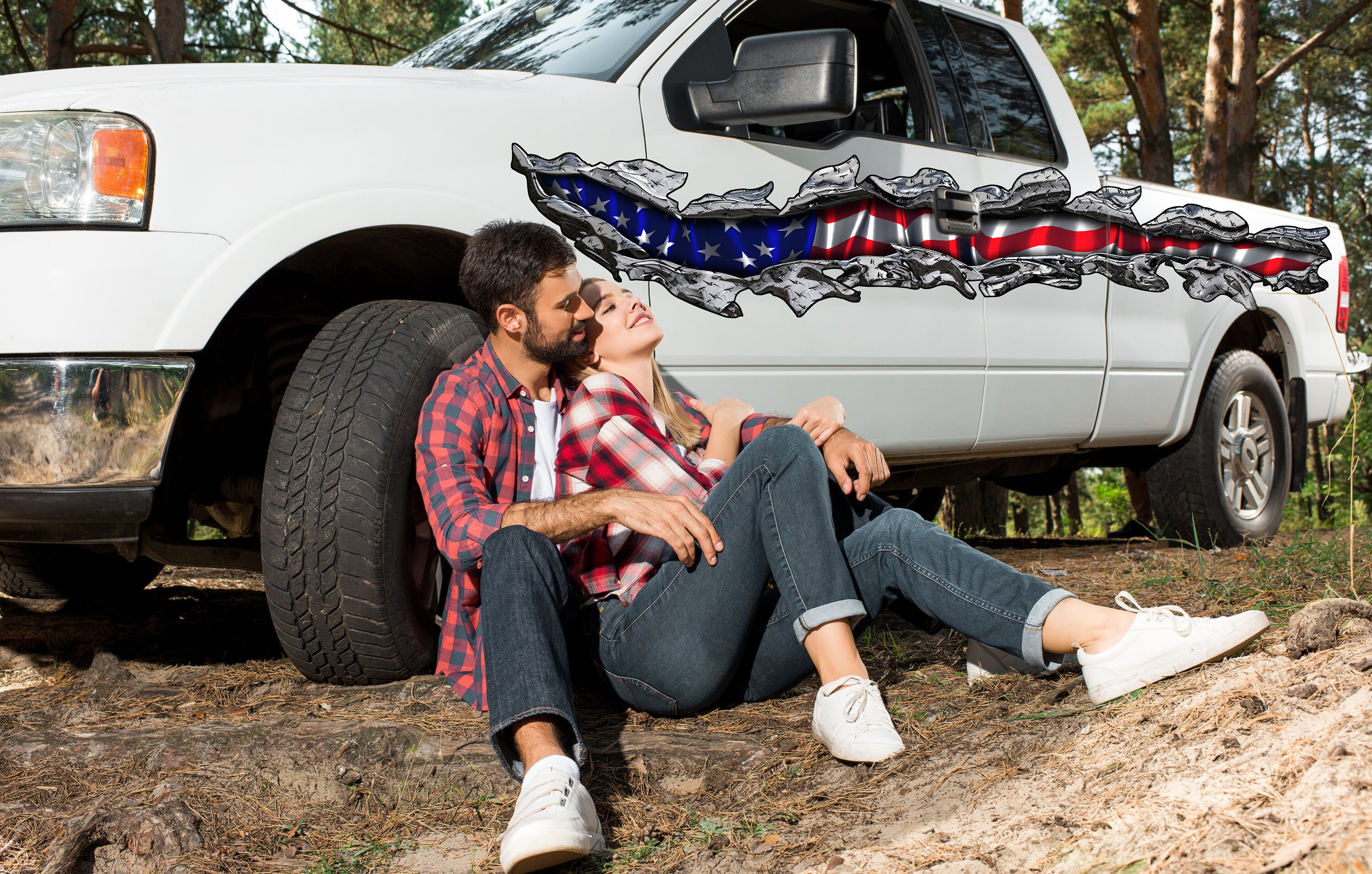 American Flag Car Sticker USA Flag Truck Side Full Color - Etsy