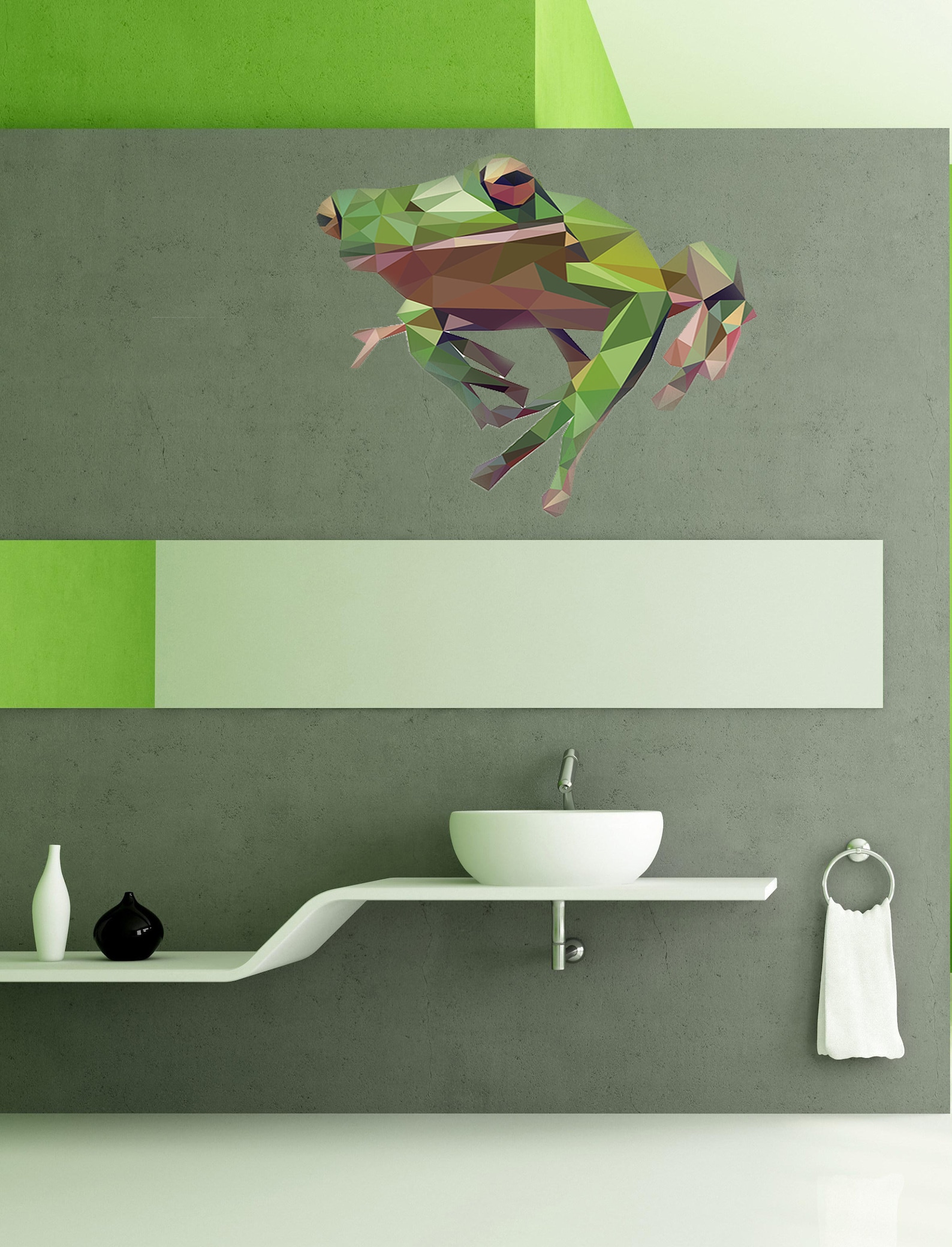 Frog Polygonal Wall Decal Frog Polygon Stickermodern Wall - Etsy