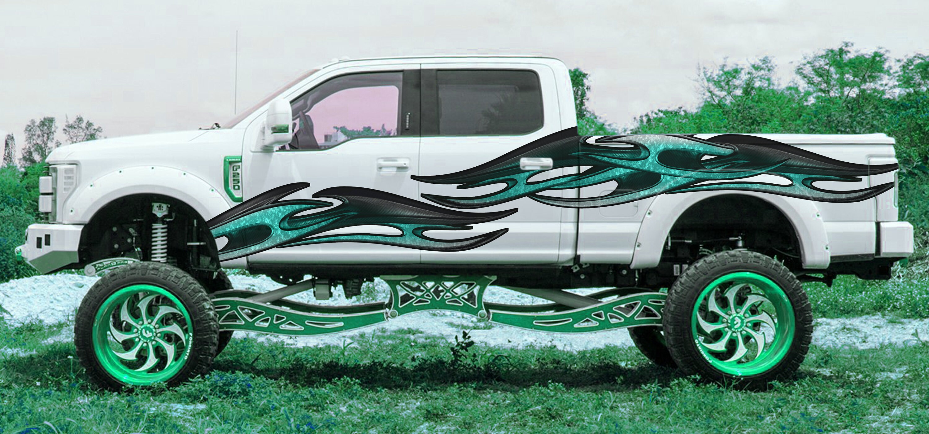 3D Tribal Truck Vinyl Side Graphics, Tribal Truck Side Full Color Vinyl ...