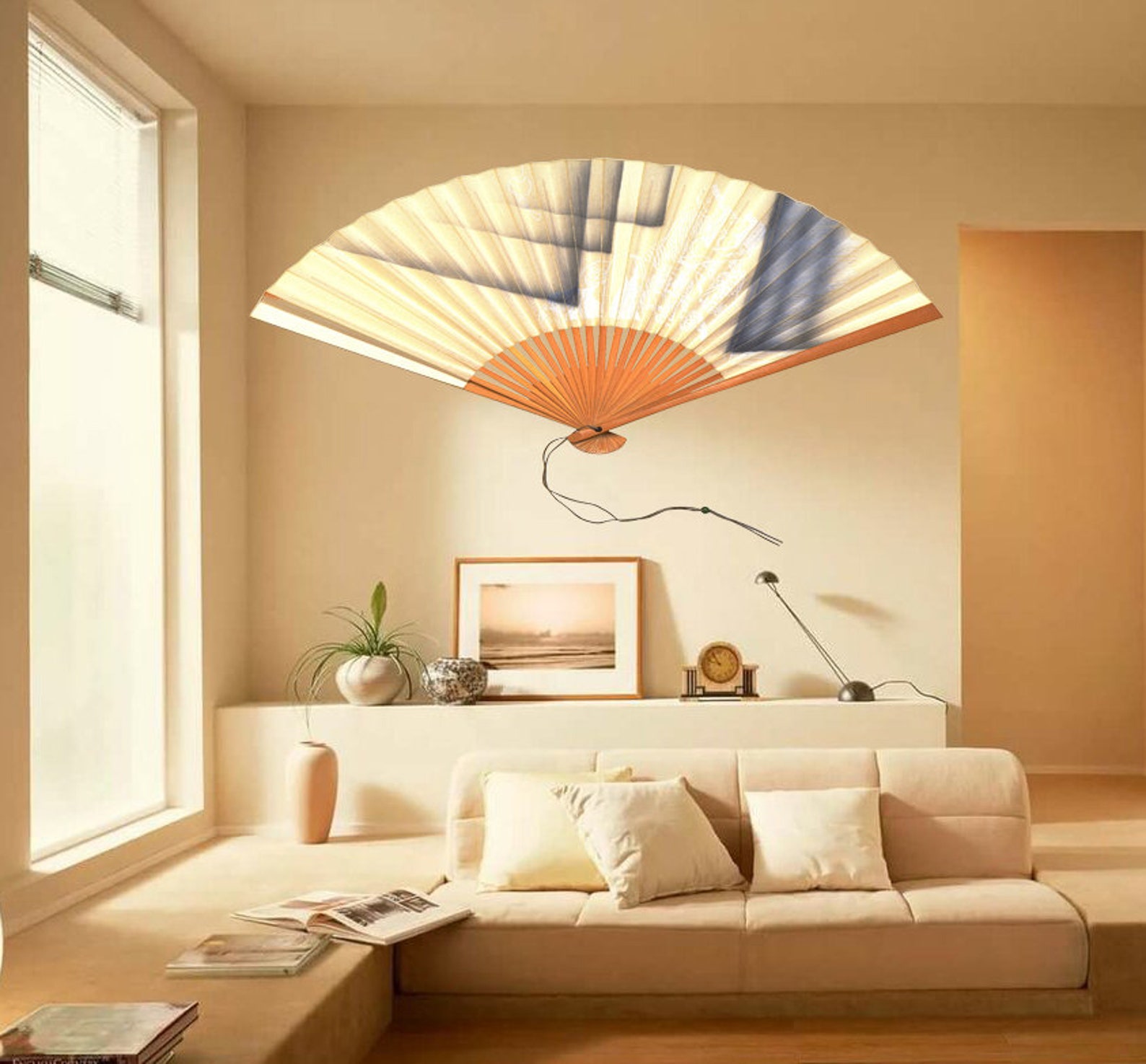 Japanese Fan Wall Decal Japanese Fan Wall Stickermodern Wall | Etsy