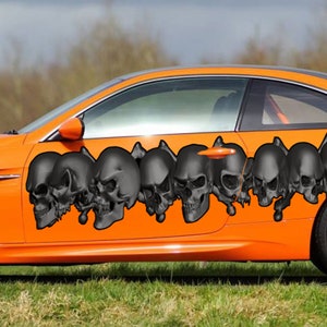 Skulls 3D Car Graphic, Ripped Metal Full Color Car Vinyl Design, Sculls ...