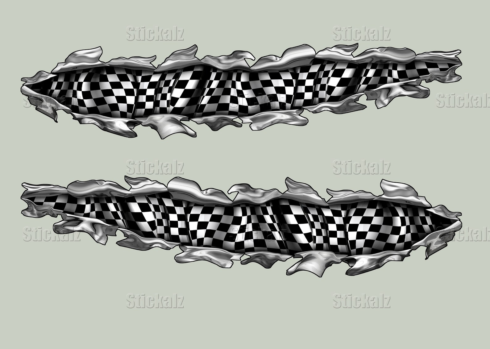 Ripped Metal Checkered Flag Car Decal 3D Checkered Flag Car - Etsy