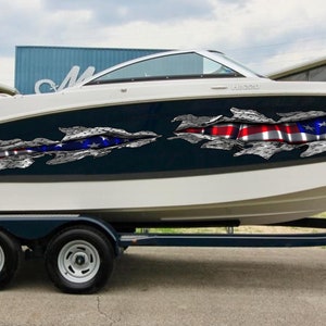 3D US Flag Boat Sticker, Full Color USA Flag Boat Decal, American Flag ...